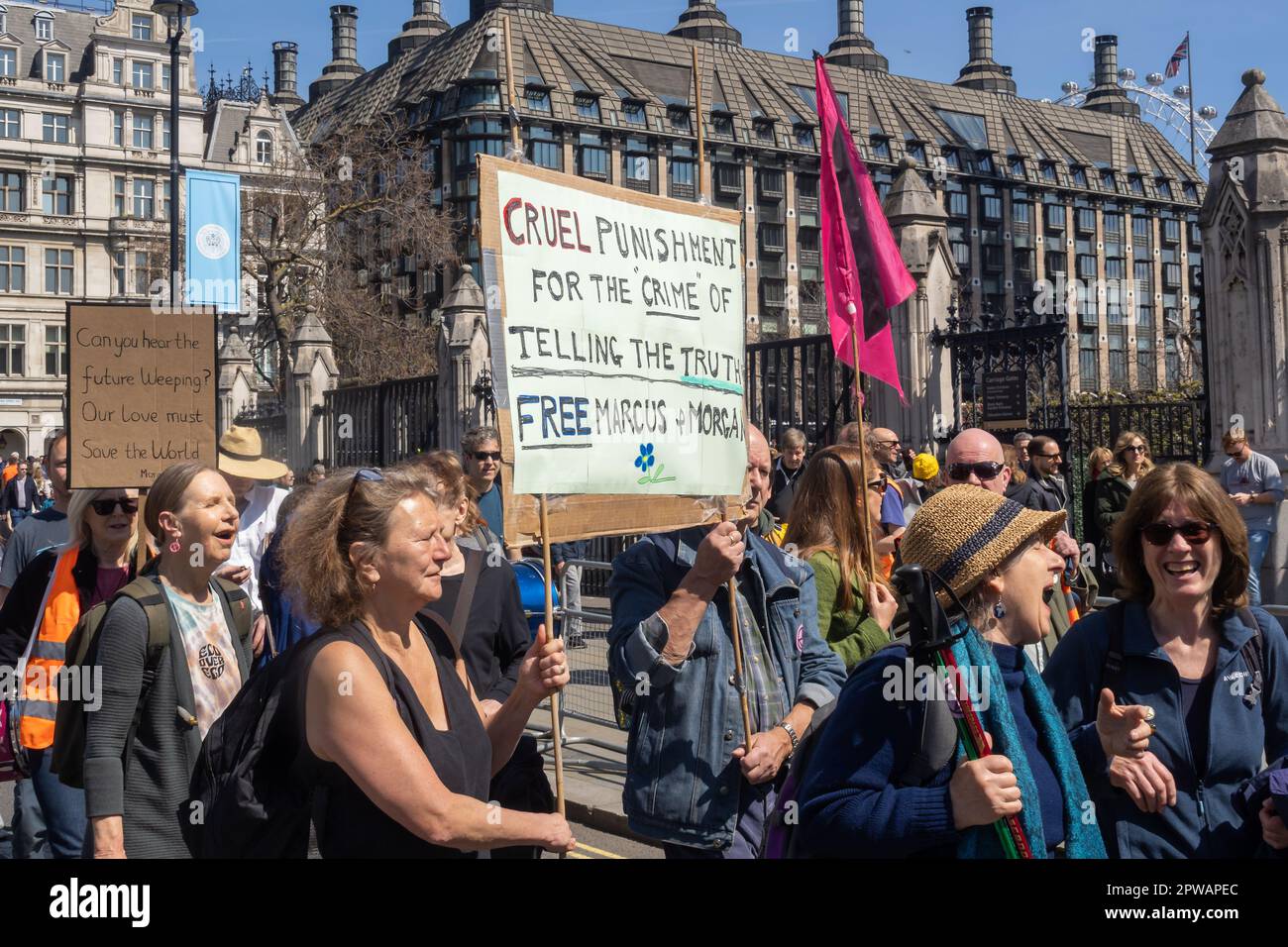 London, UK. Just Stop Oil march to a short rally next to Parliament ...