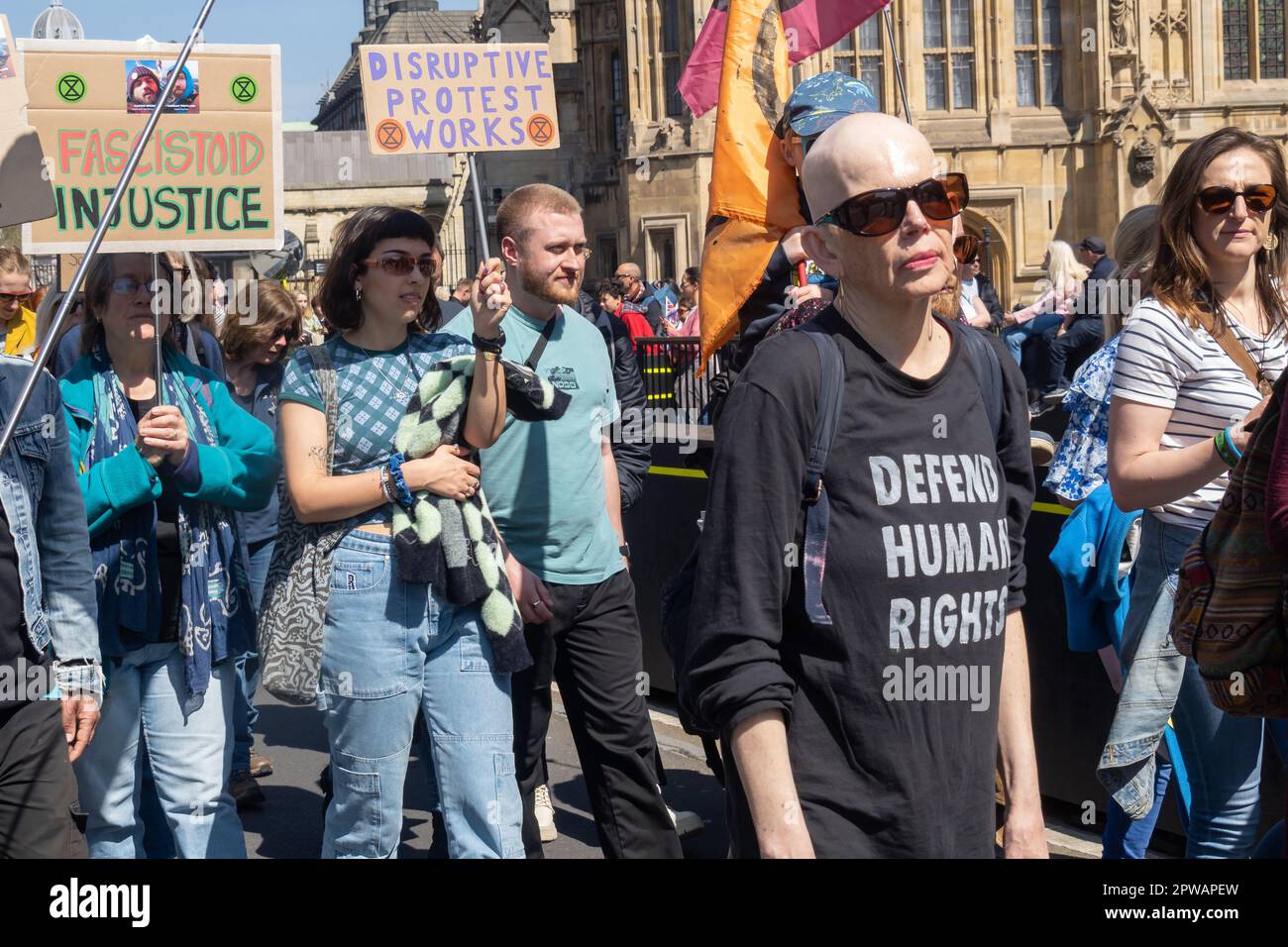 London, UK. Just Stop Oil march to a short rally next to Parliament ...