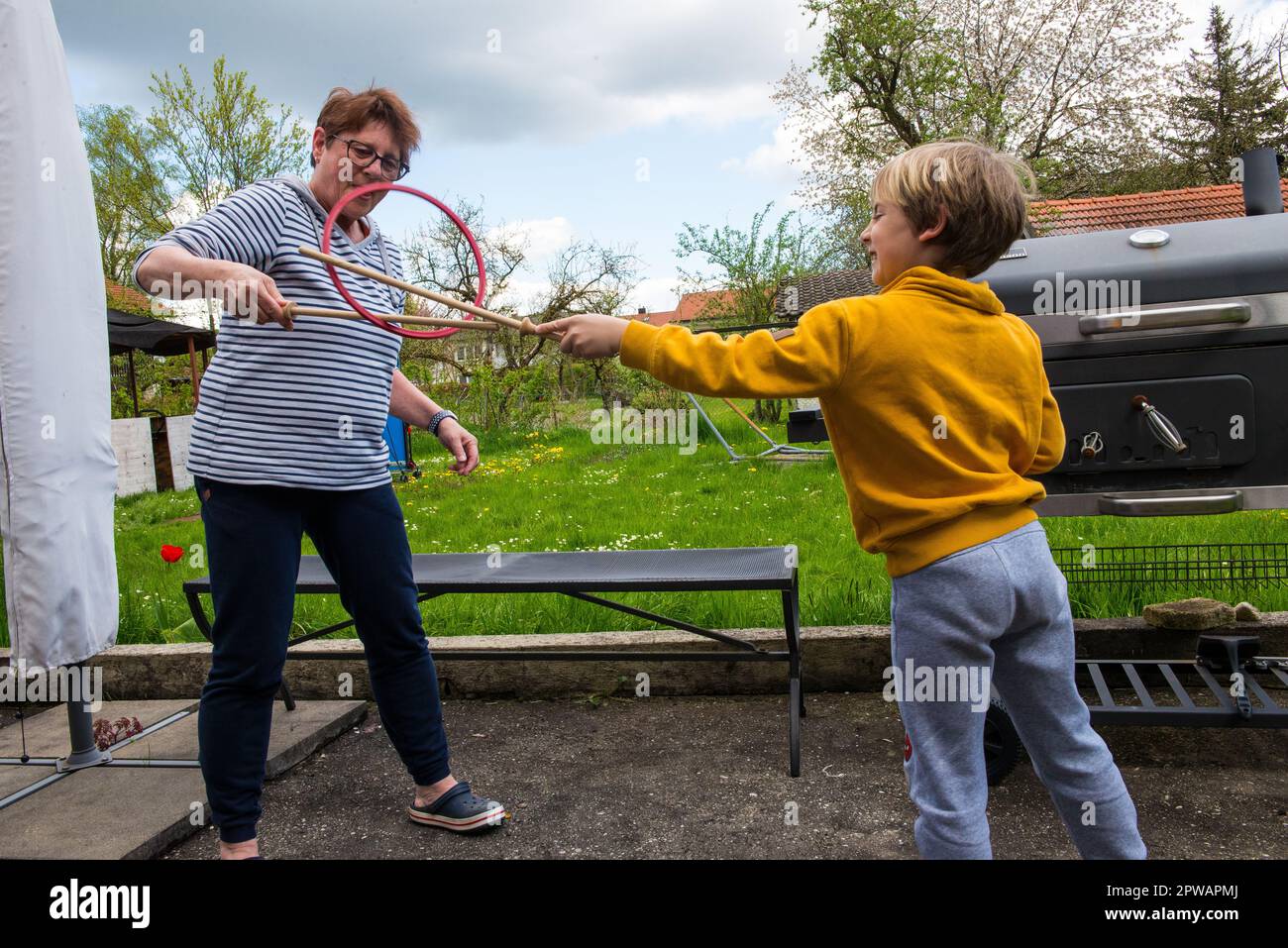 Middle aged old woman play hi-res stock photography and images - Alamy