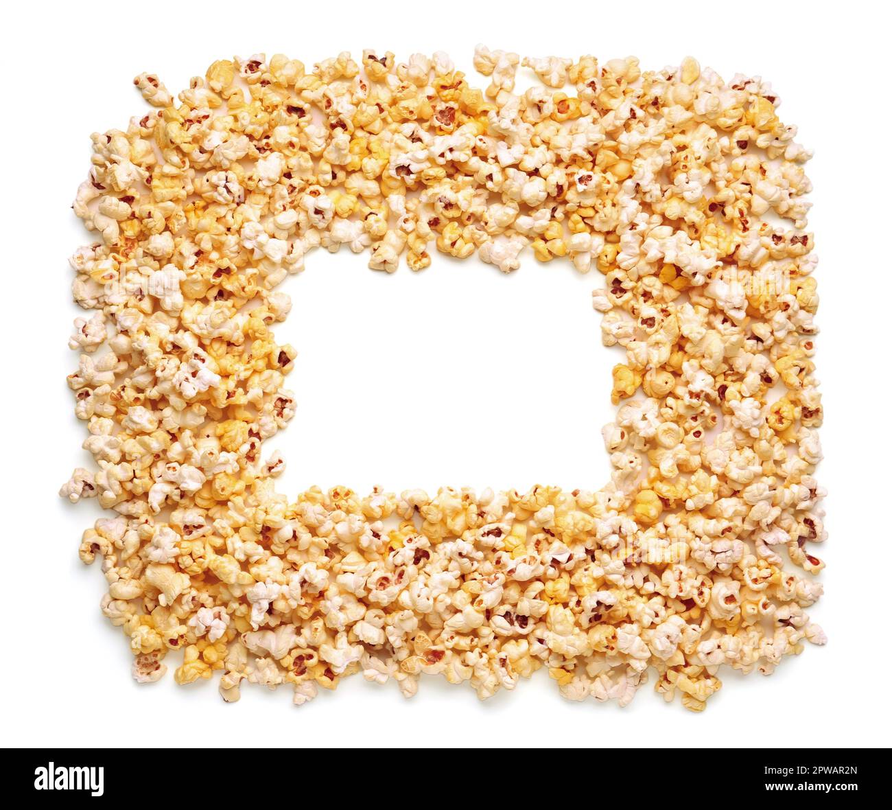 Frame made of crispy popcorn on white background Stock Photo - Alamy