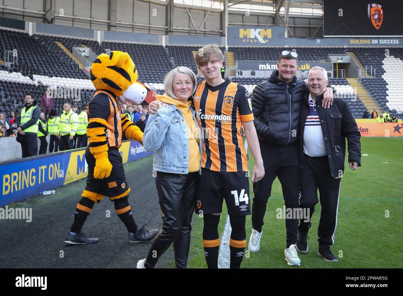 Hull, UK. 29th Apr, 2023. Harry Vaughan #14 of Hull City completes the ...