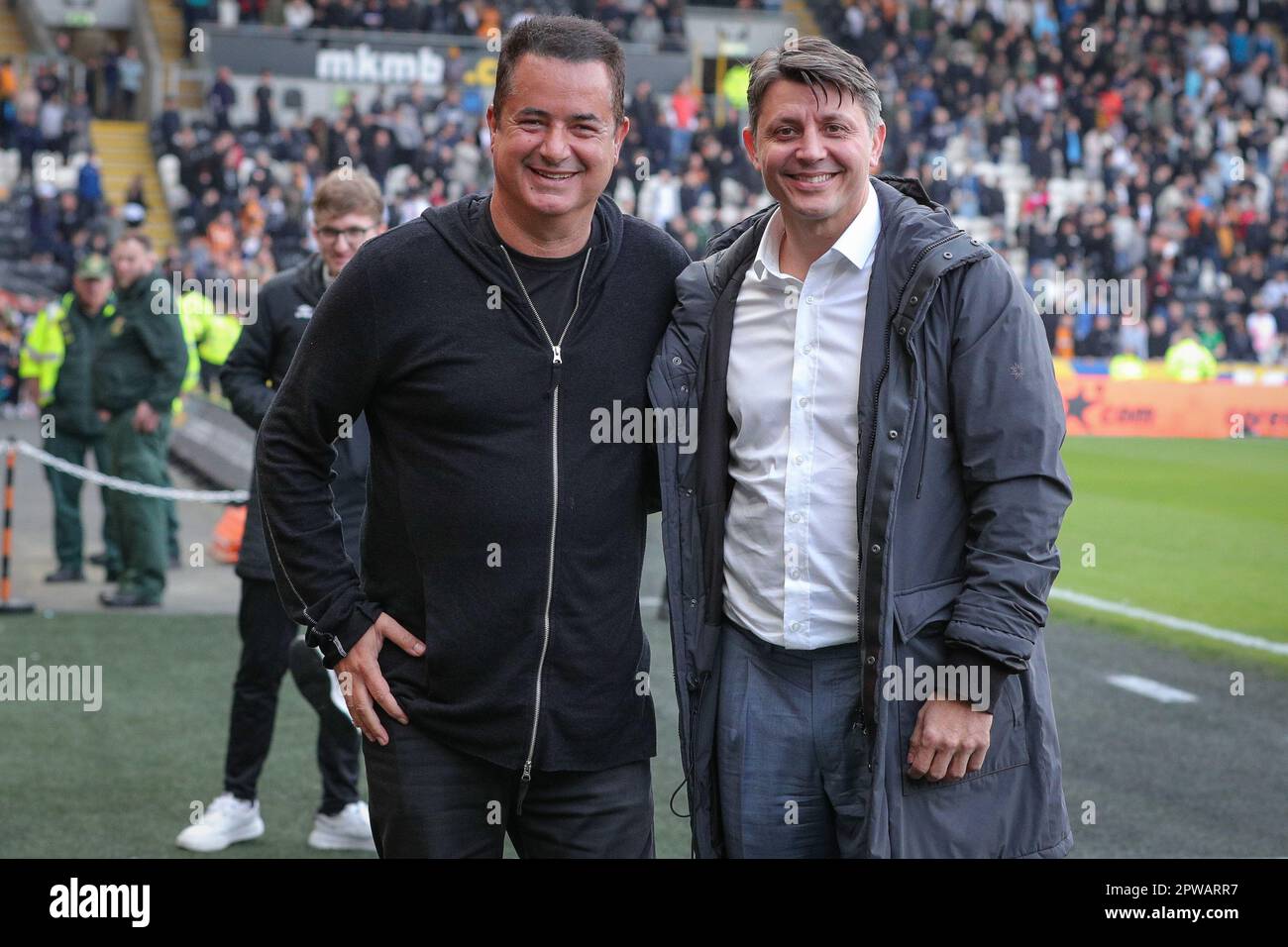 Hull City owner Acun Ilicali and Tan Kesler pose for a picture during ...