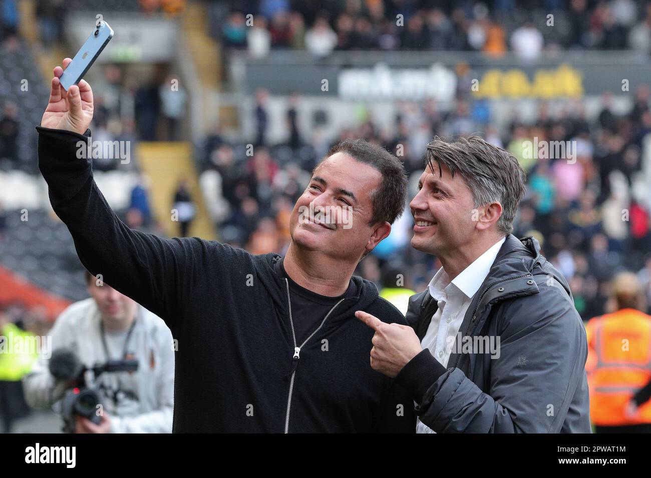 Hull City owner Acun Ilicali and Tan Kesler pose for a picture during ...