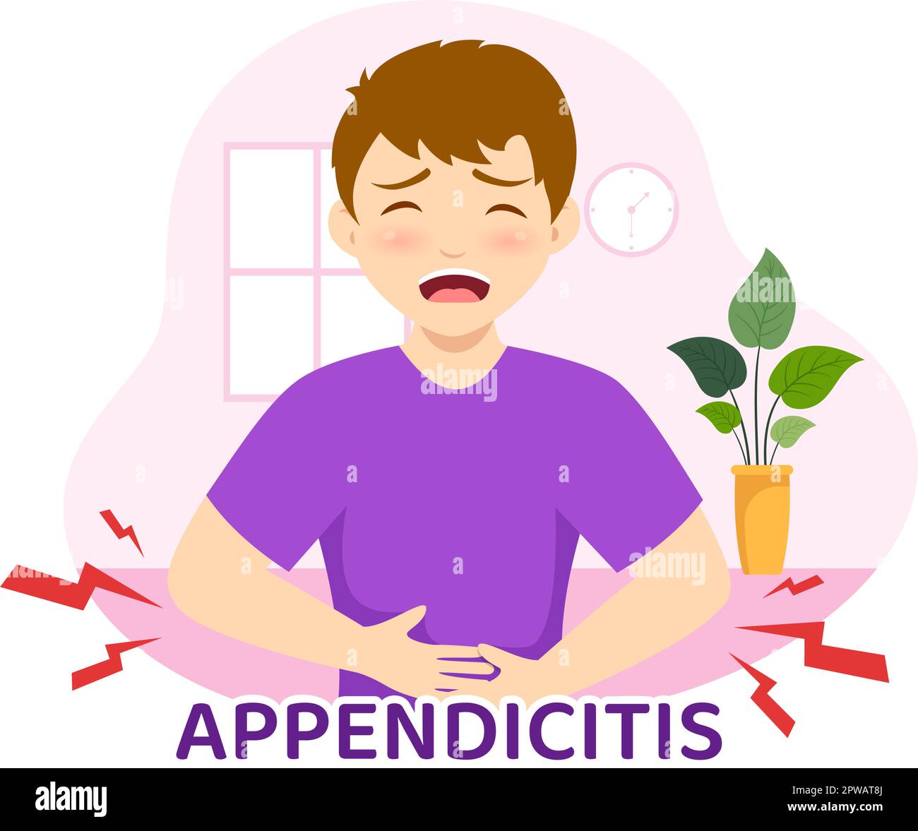 Appendicitis Illustration with Inflammation of the Appendix and Stomach ...