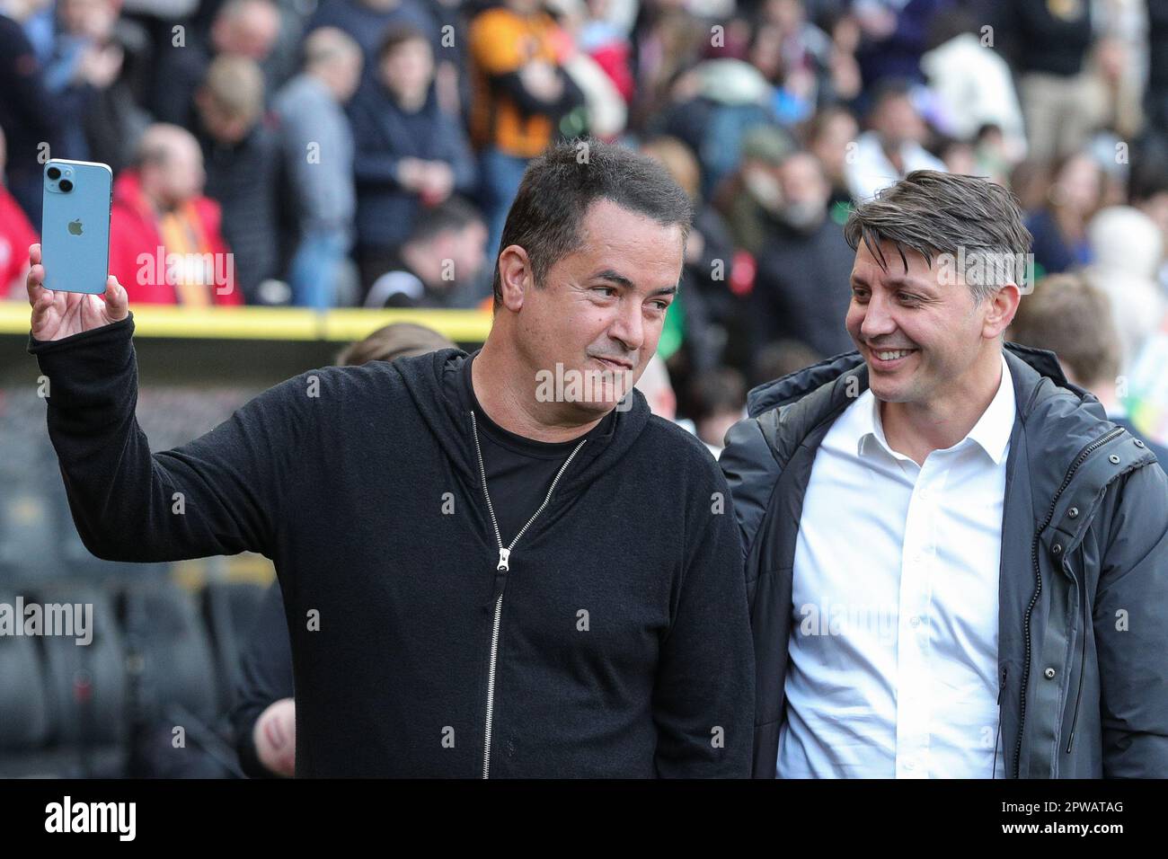 Hull City owner Acun Ilicali and Tan Kesler pose for a picture during ...