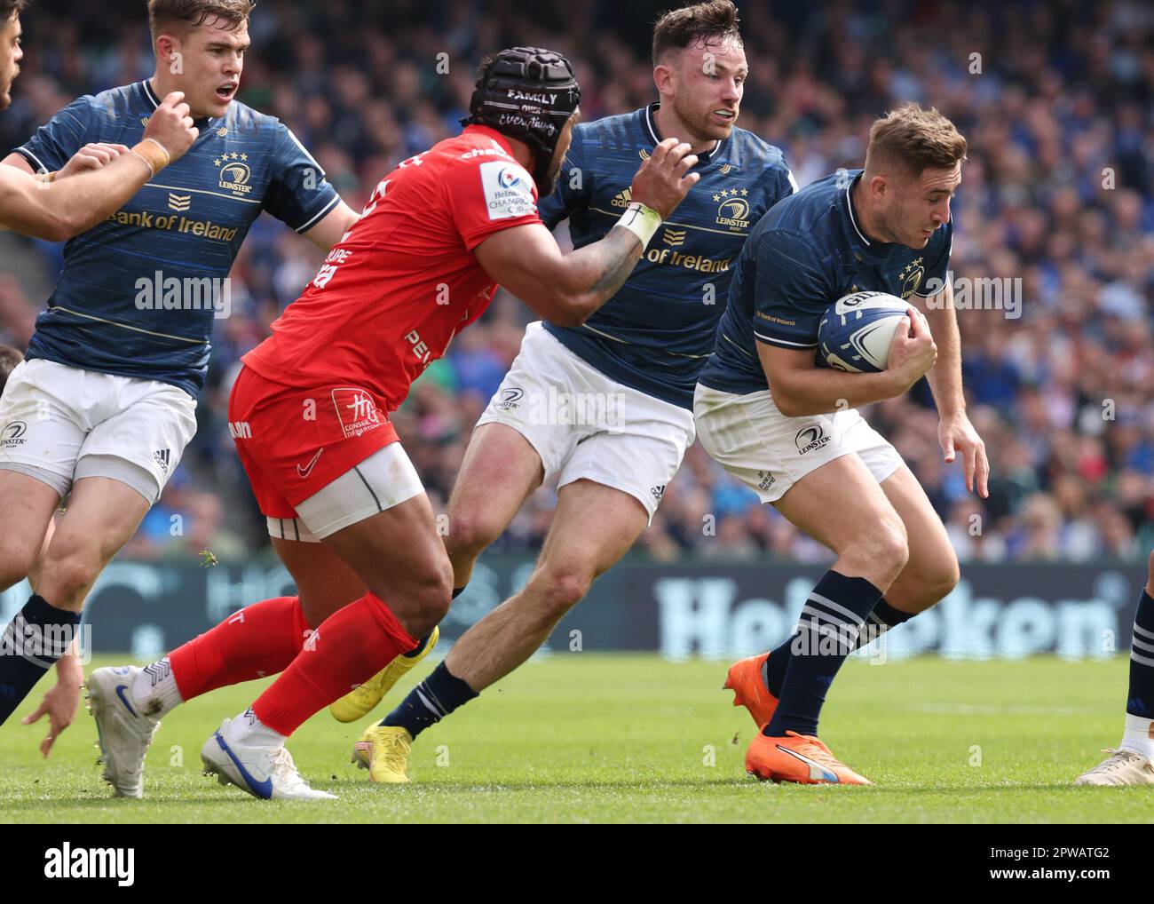 Leinster's Jordan Larmour in action during the Heineken European ...