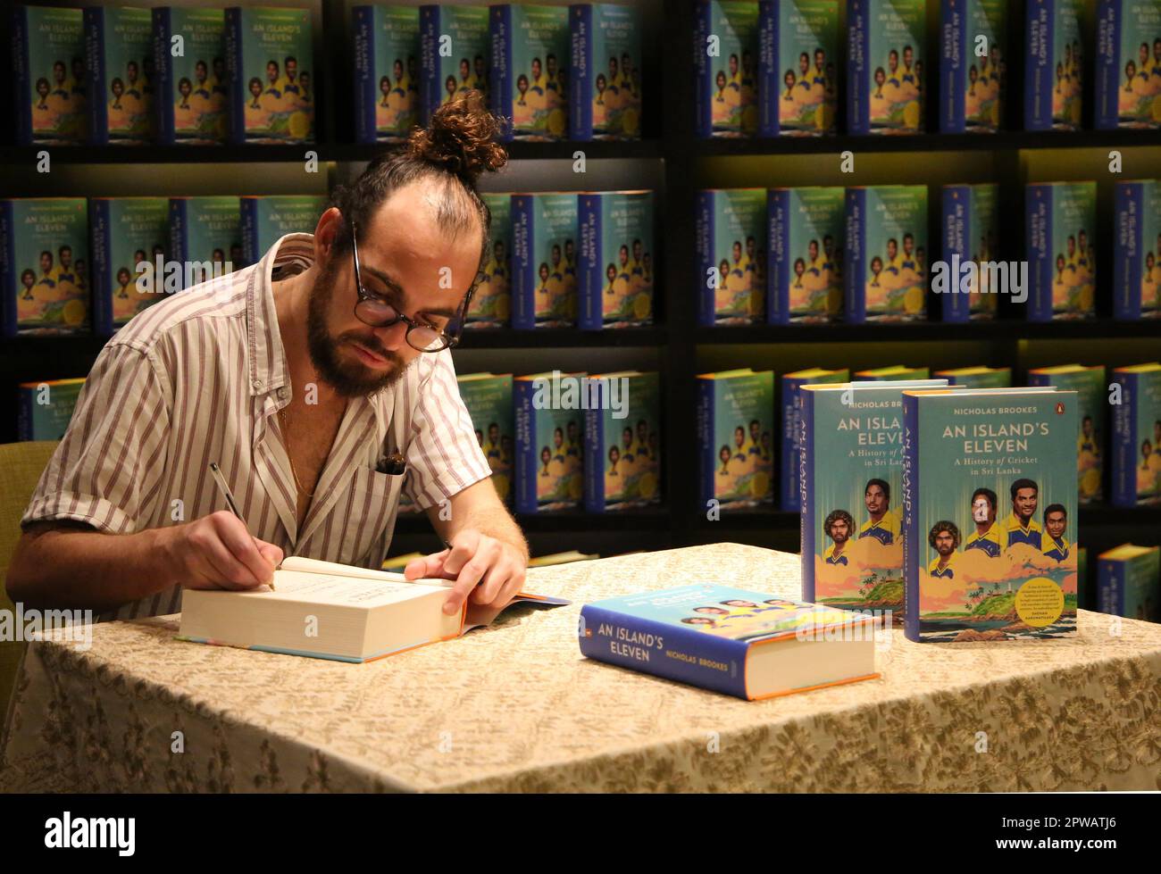 Author Nicholas Brooks was photographed at a book signing event in ...
