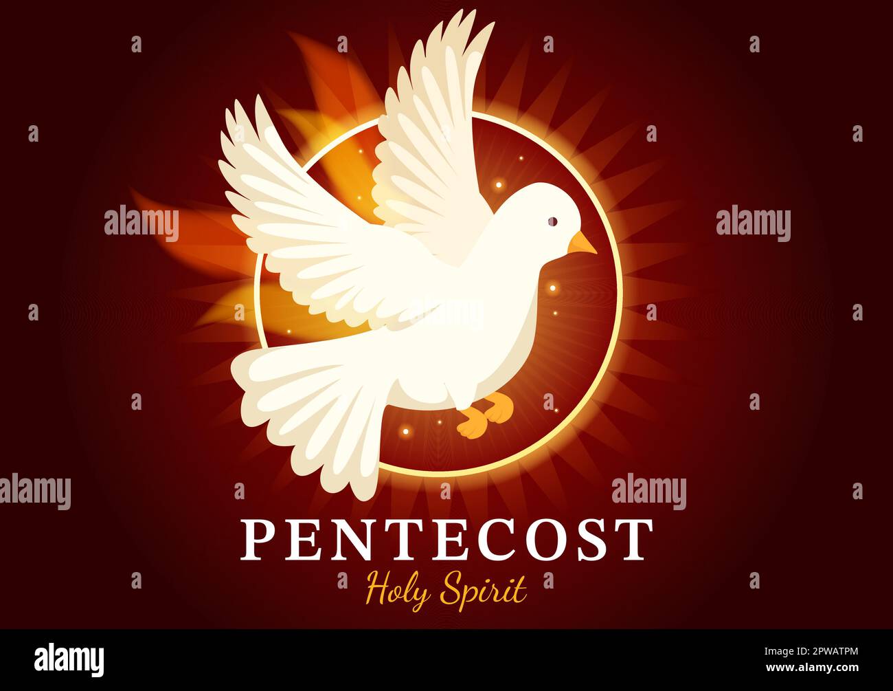Pentecost Sunday Illustration with Flame and Holy Spirit Dove in ...