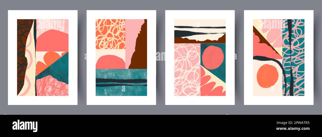 Abstract figures aesthetic shapes wall art print Stock Vector Image ...