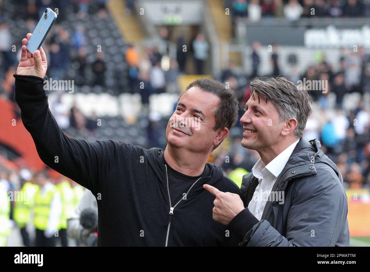 Hull City owner Acun Ilicali and Tan Kesler pose for a picture during ...