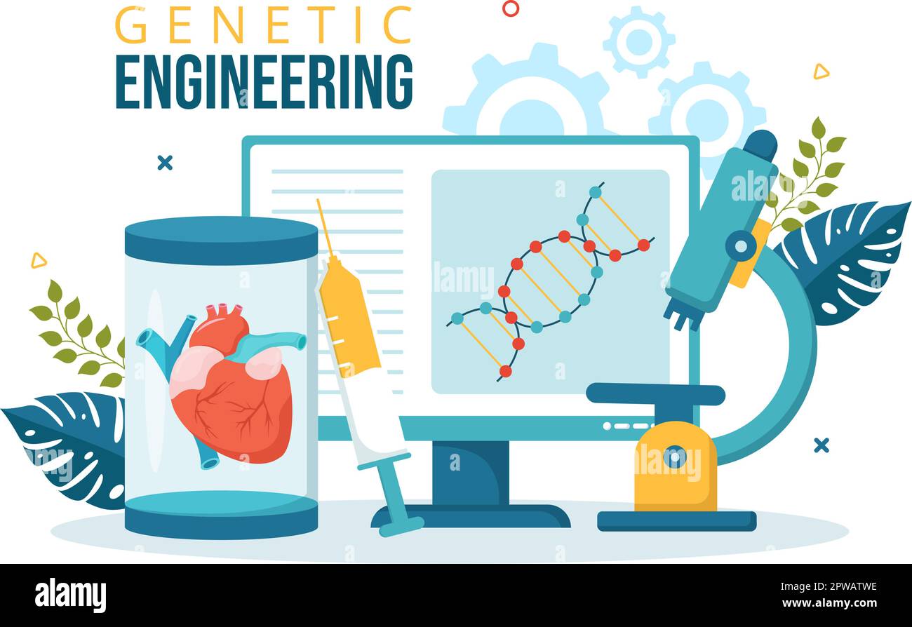 Genetic Engineering and DNA Modifications Illustration with Genetics ...