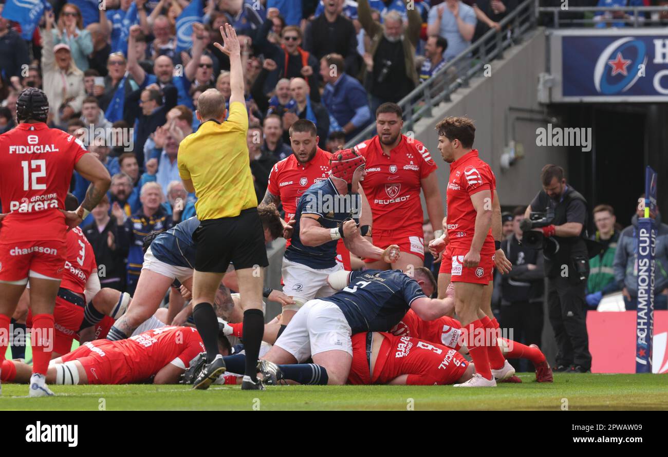Leinster's Jack Conan scores a try during the Heineken European ...