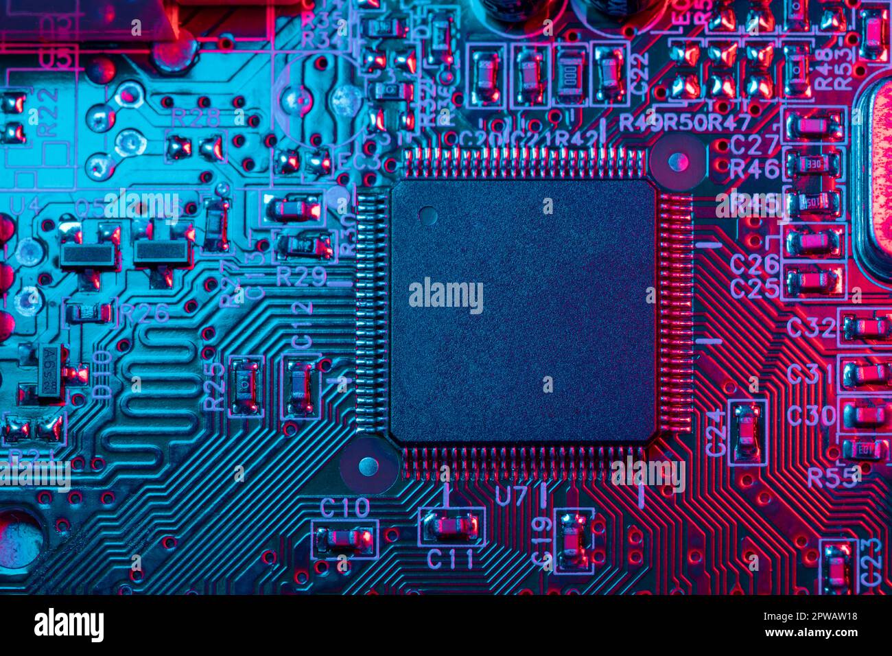 Digital Microprocessor Computer Controller Circuit Board Closeup Main