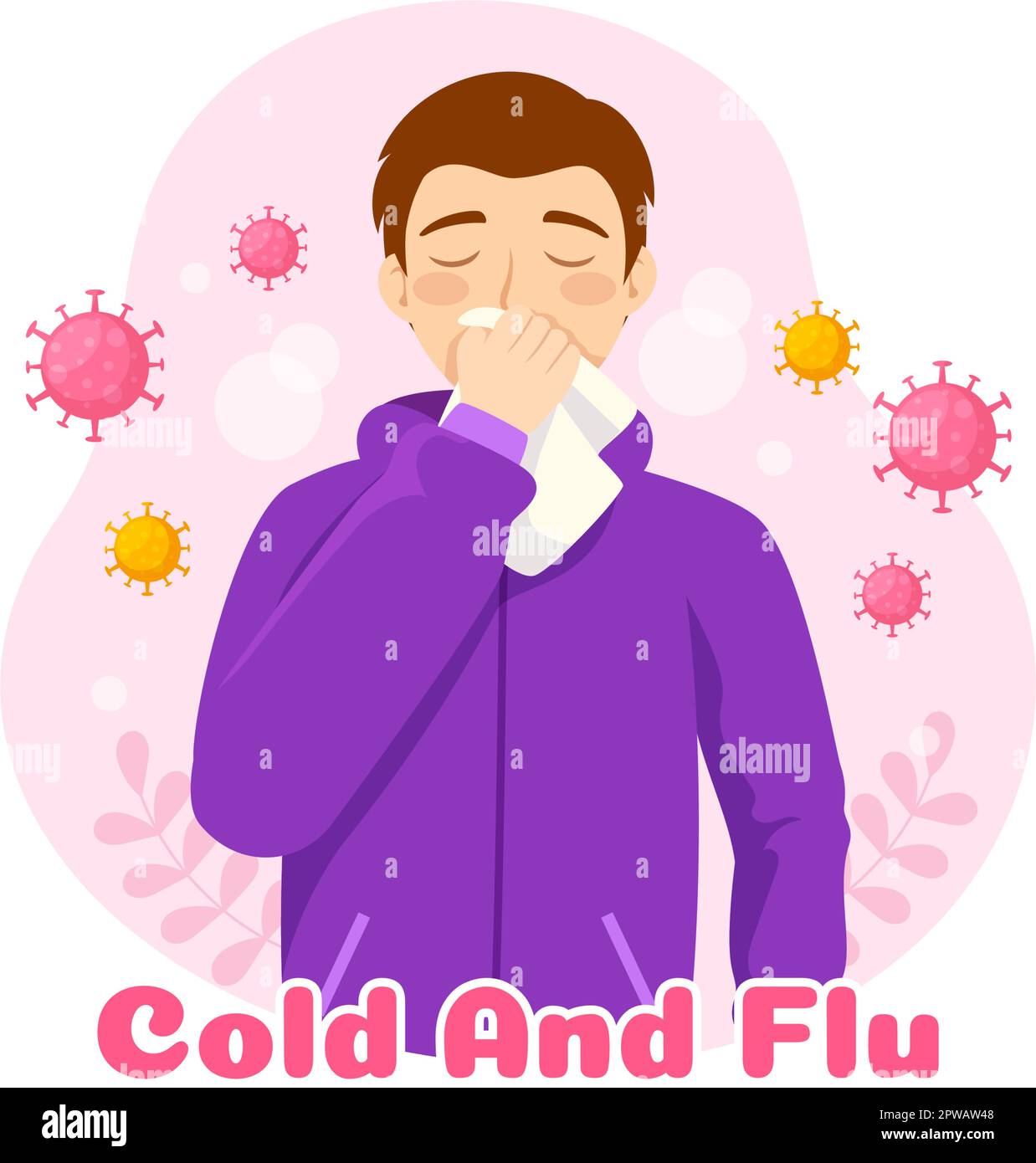 Sick Person Flu and Cold Sickness Illustration with People Wearing ...