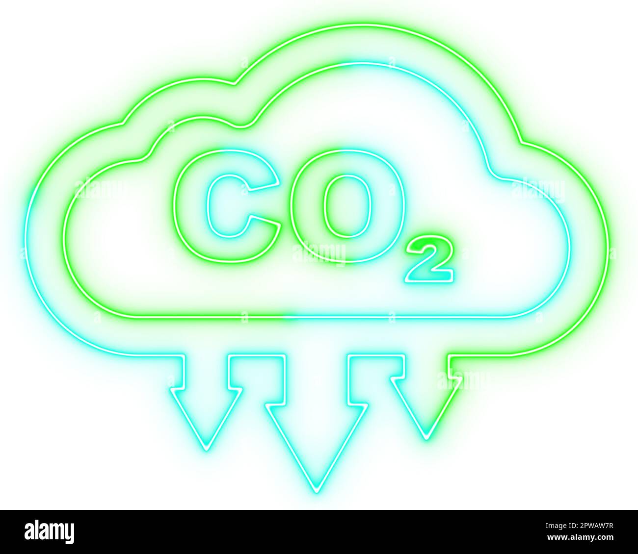 CO2 Reduction Icon in Neon Lights Stock Photo - Alamy