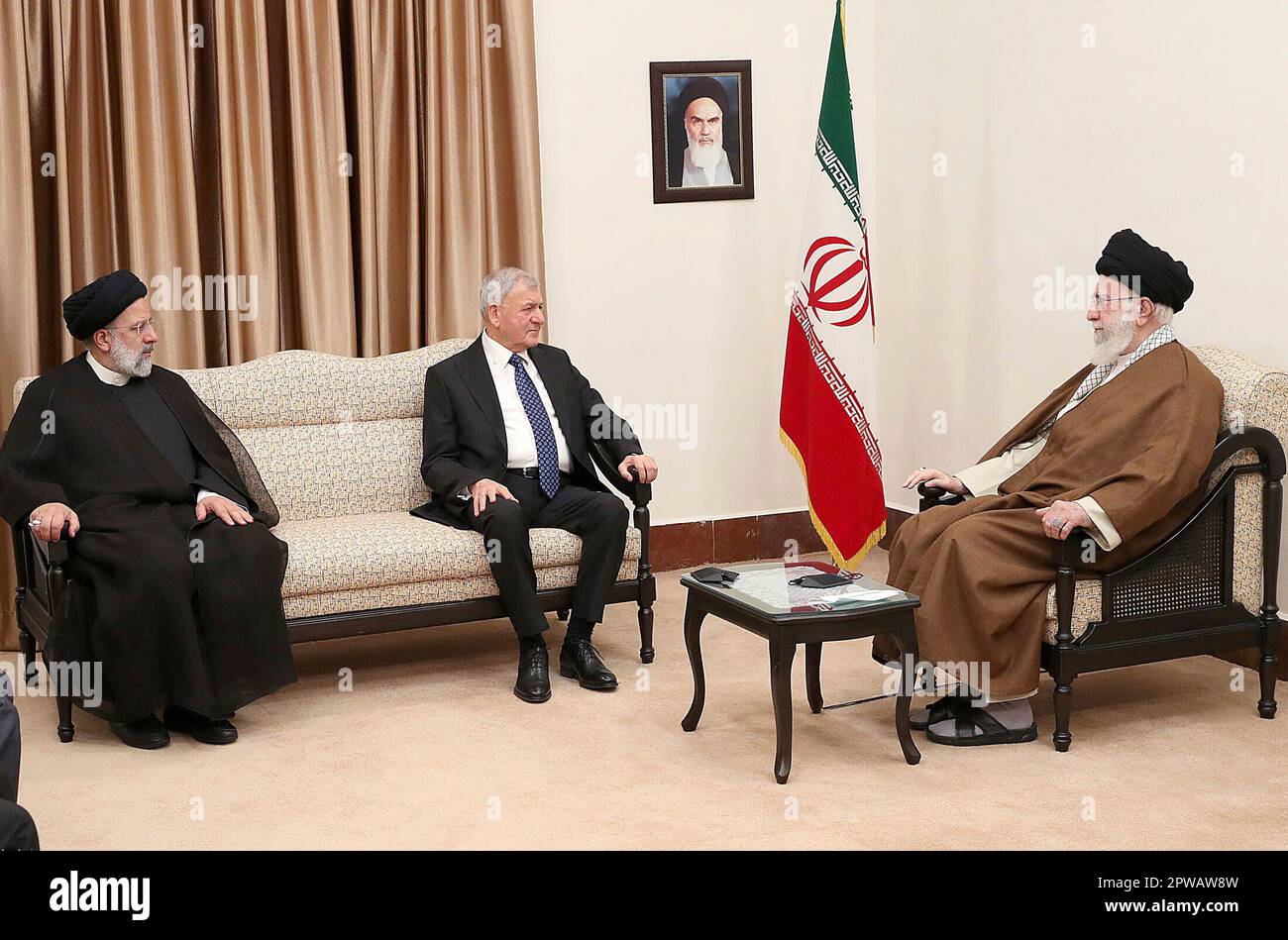 In this picture released by the office of the Iranian supreme leader ...