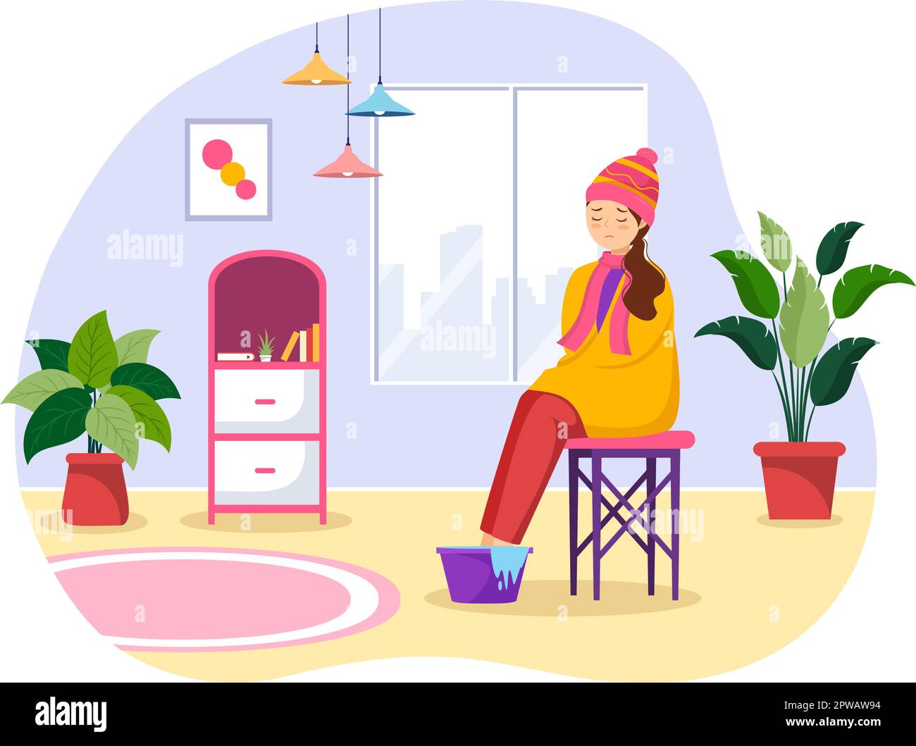 Sick Person Flu and Cold Sickness Illustration with People Wearing ...