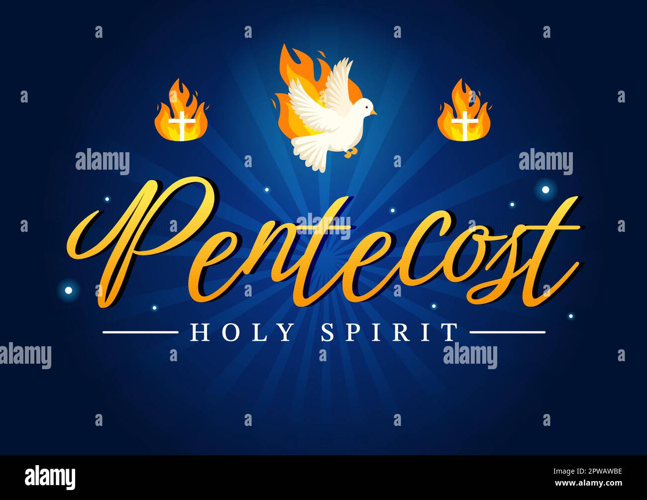 Pentecost Sunday Illustration with Flame and Holy Spirit Dove in Catholics or Christians ...