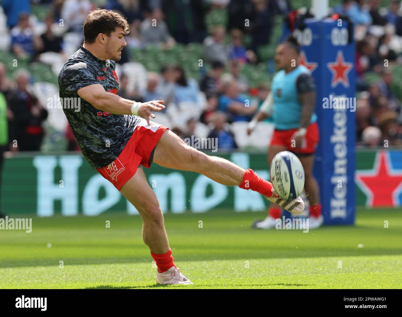 Toulouse's Antoine Dupont warming up before the Heineken European ...