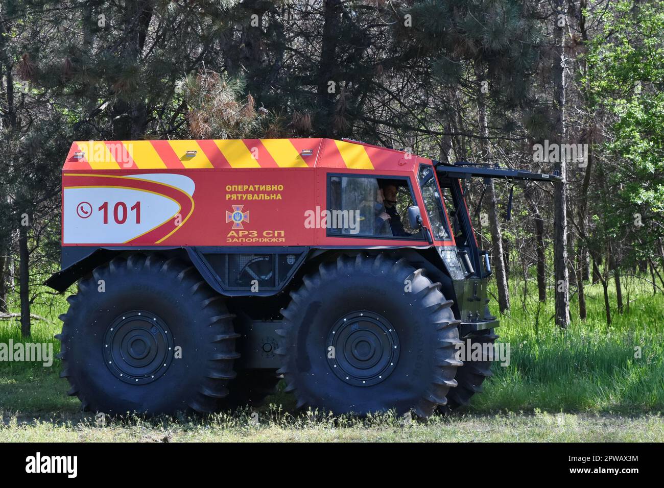 A Ukrainian State Emergency Service special off-road rescue vehicle ...
