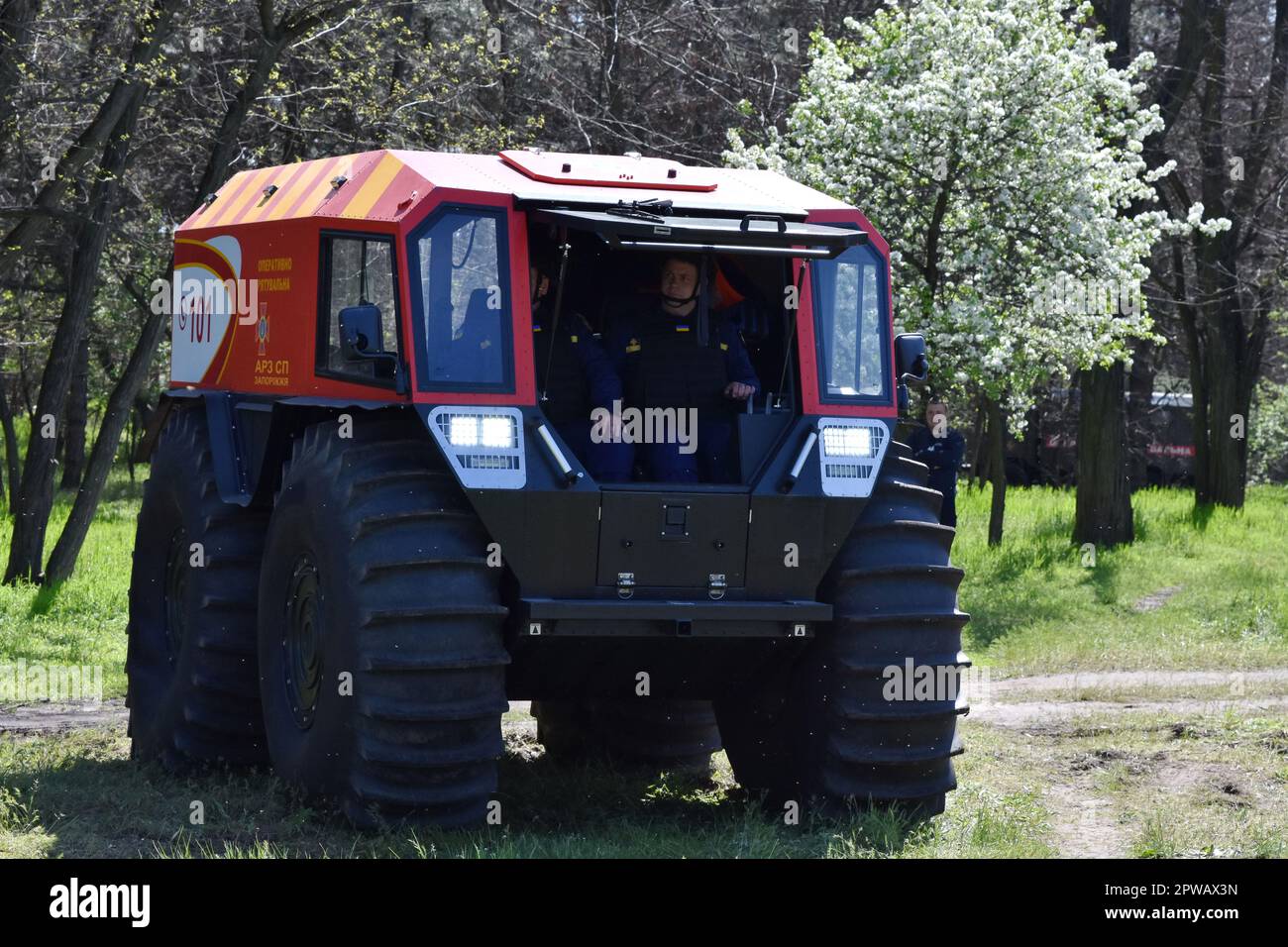 A Ukrainian State Emergency Service special off-road rescue vehicle ...