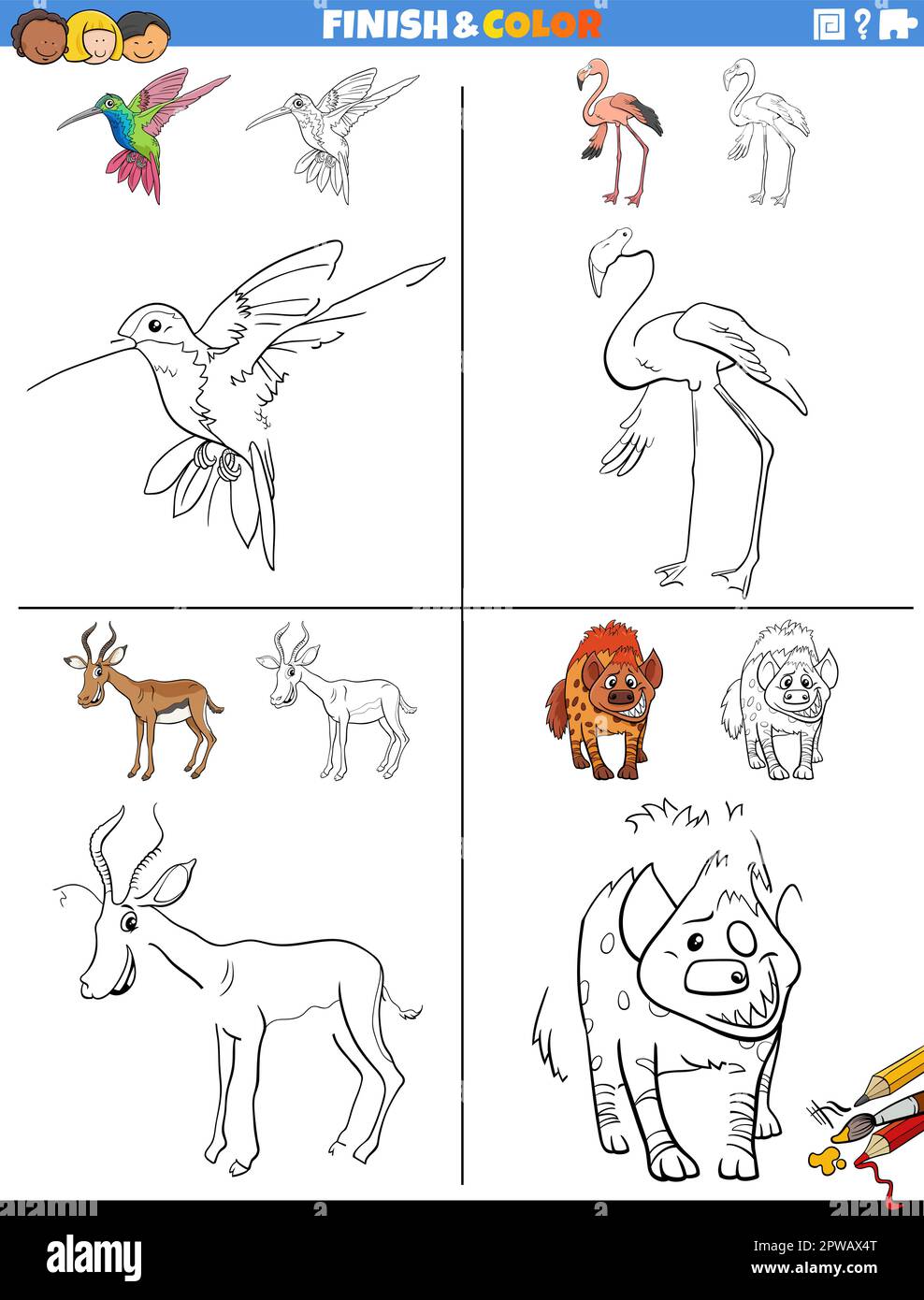 Drawing worksheets animal Stock Vector Images - Alamy