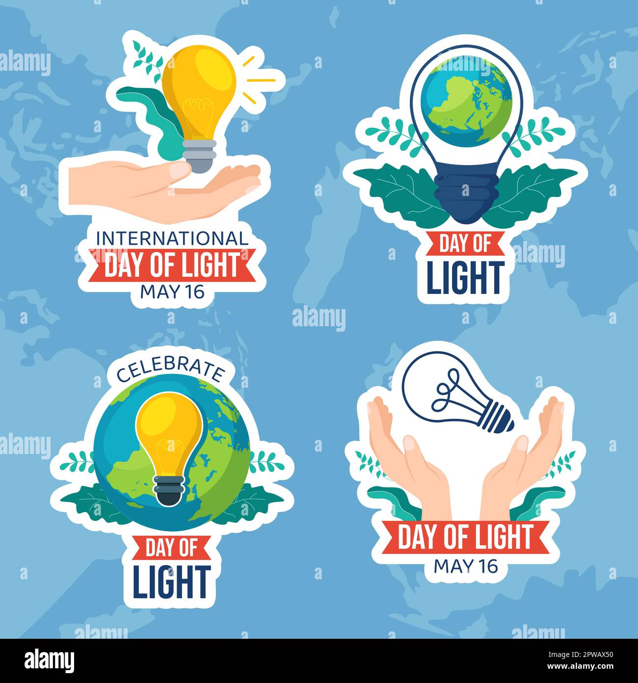 International Day of Light Label Flat Cartoon Hand Drawn Templates ...