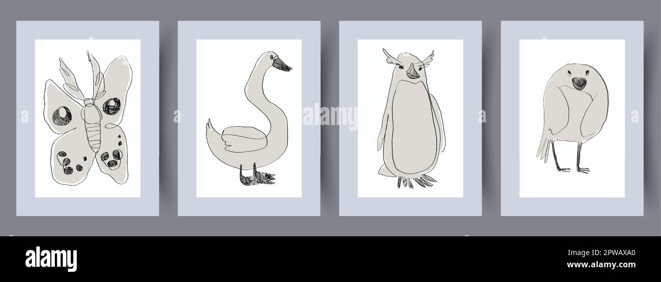 Abstract figures aesthetic shapes wall art print Stock Vector Image ...