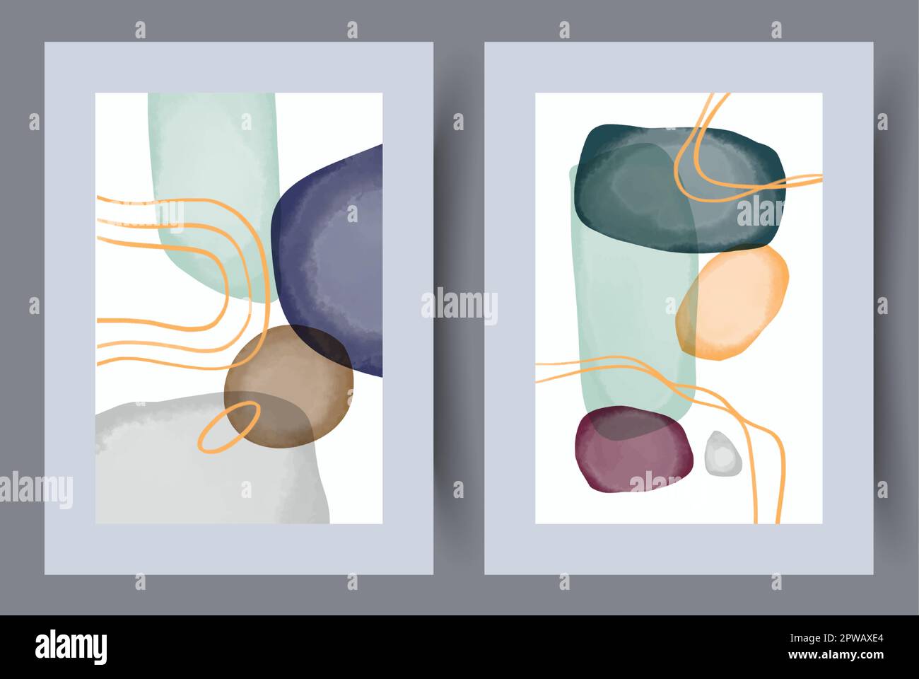 Abstract figures aesthetic shapes wall art print Stock Vector Image ...