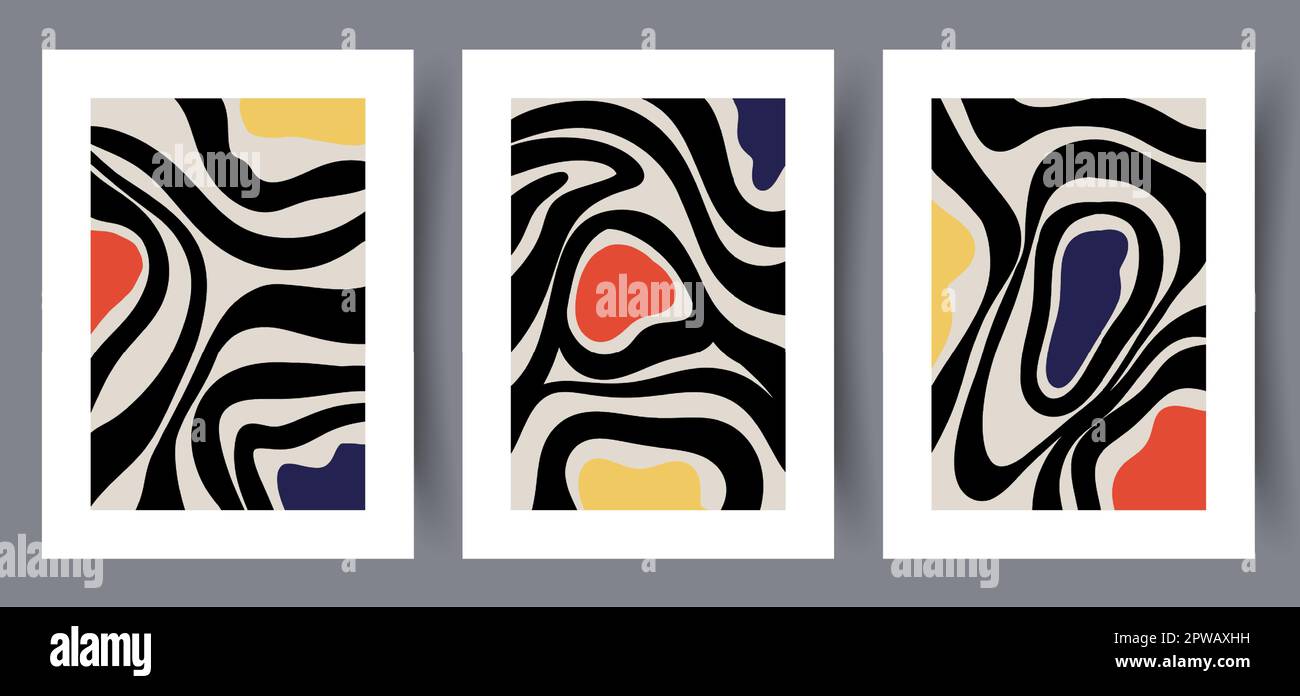 Abstract figures aesthetic shapes wall art print Stock Vector Image ...