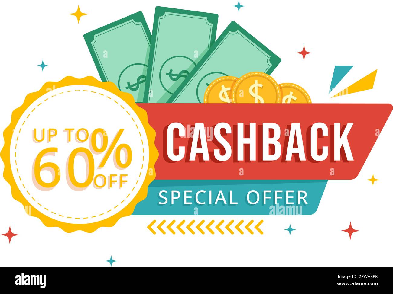 Cashback Illustration with Financial Payment to Money Cash Back Service ...
