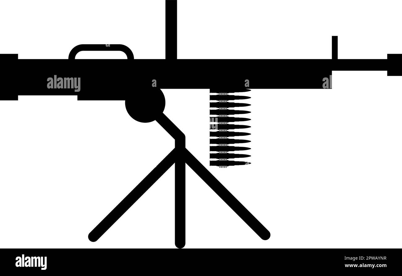 Machine-gun weapon icon black color vector illustration image flat ...