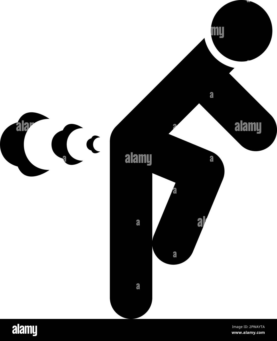 Man Farts Break Wind Farting Bloating Gas Cloud Stench Bad Smell Flatulency Icon Black Color