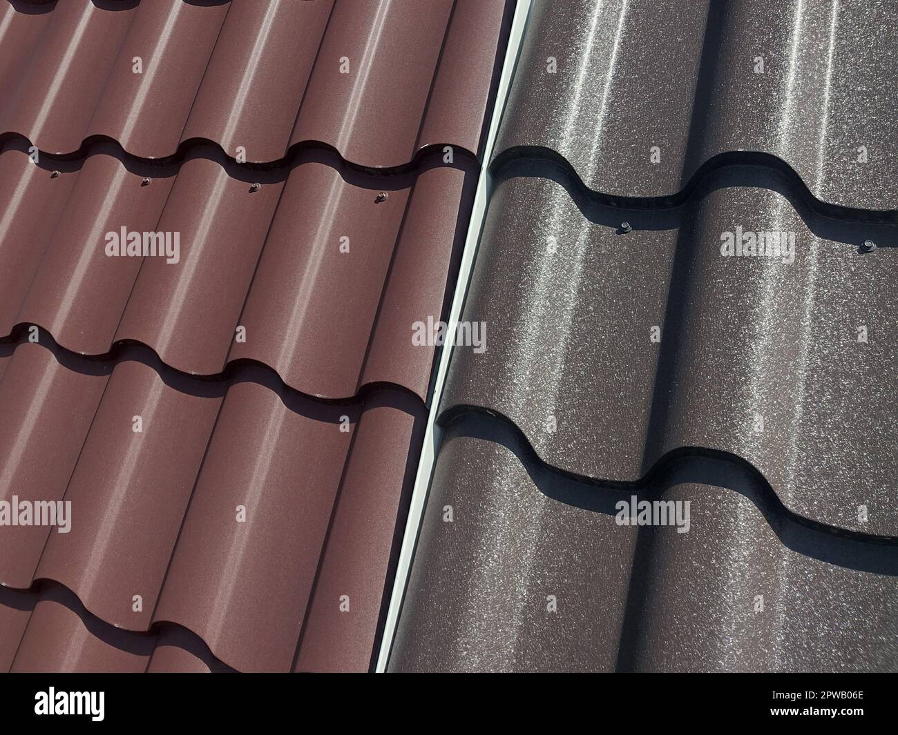 Metal tile for the roof of buildings. Different variants Stock Photo ...