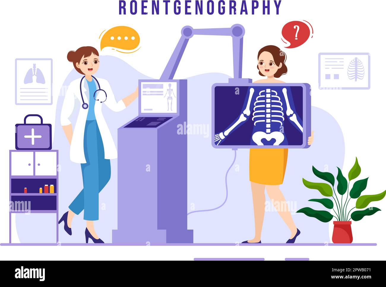 Roentgenography Illustration with Fluorography Body Checkup Procedure ...