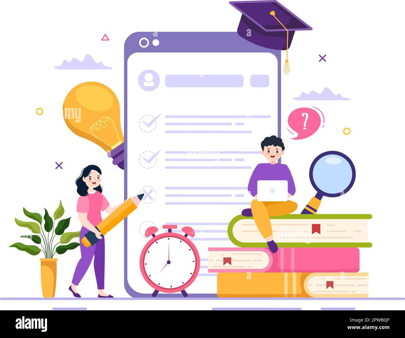 Examination Paper Illustration with Online Exam, Form, Papers Answers ...