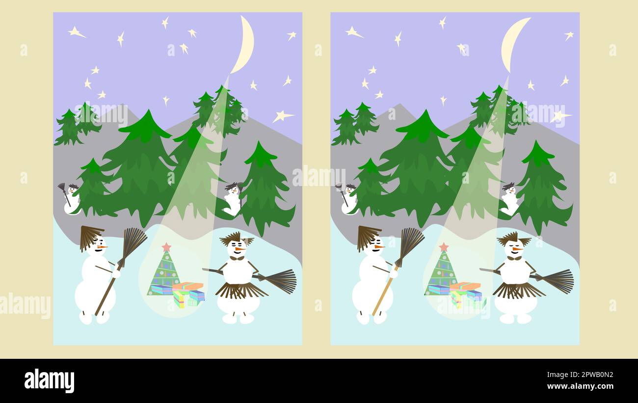 find 10 differences rebus for children under 6 years old, presented by the seasons of the year ...