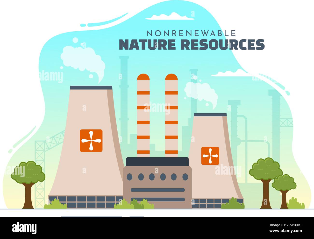 Non Renewable Sources of Energy Illustration with Nuclear, Petroleum ...
