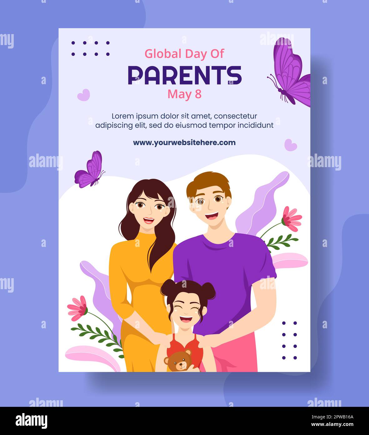 Global Day of Parents Vertical Poster Flat Cartoon Hand Drawn Templates ...