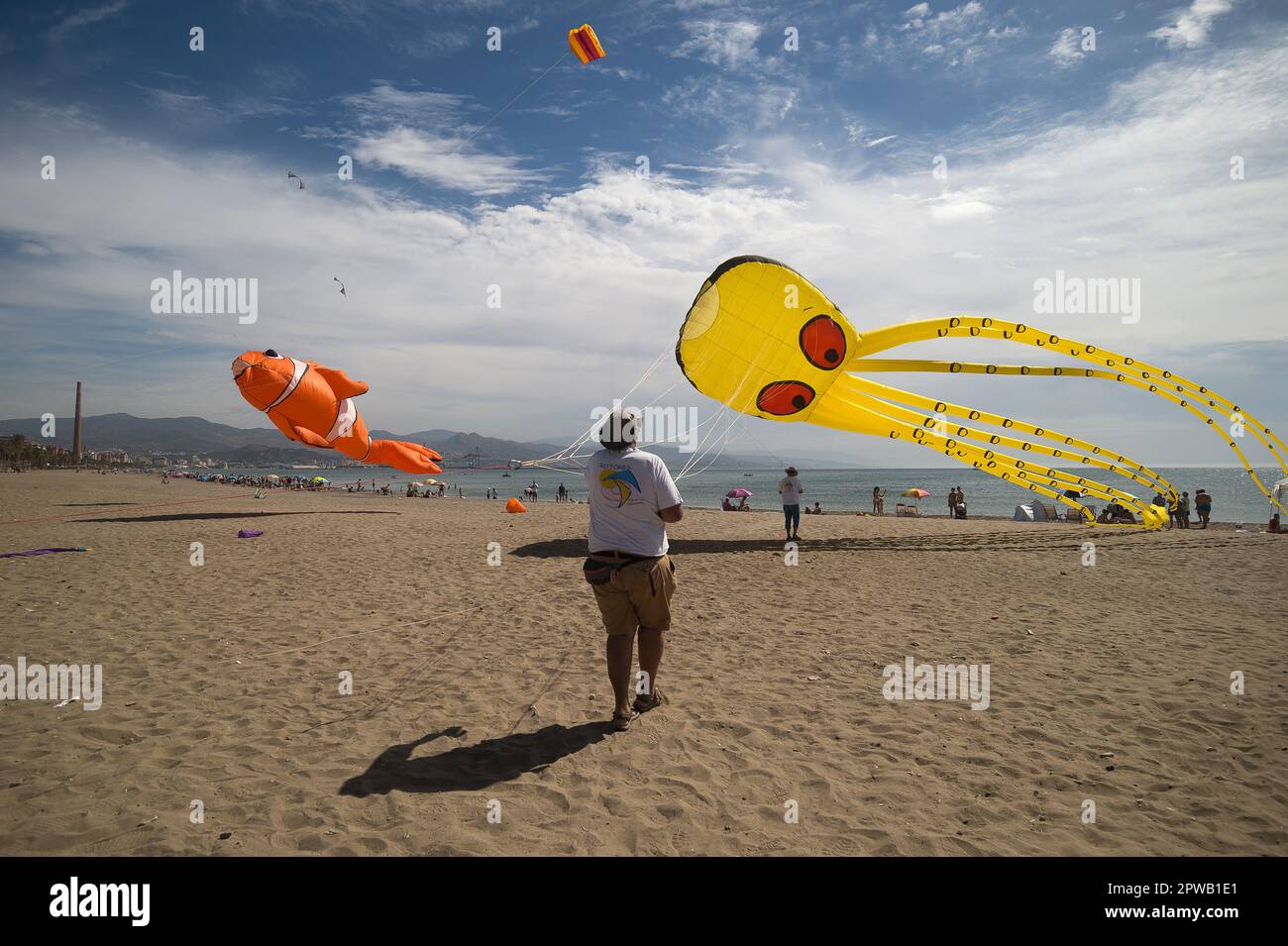 Malaga, Spain. 29th Apr, 2023. A pilot is seen controlling a kite ...