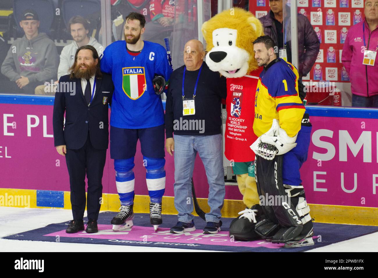 Nottingham, 29 April 2023. Thomas Larkin of Italy and Patrik Polc of ...