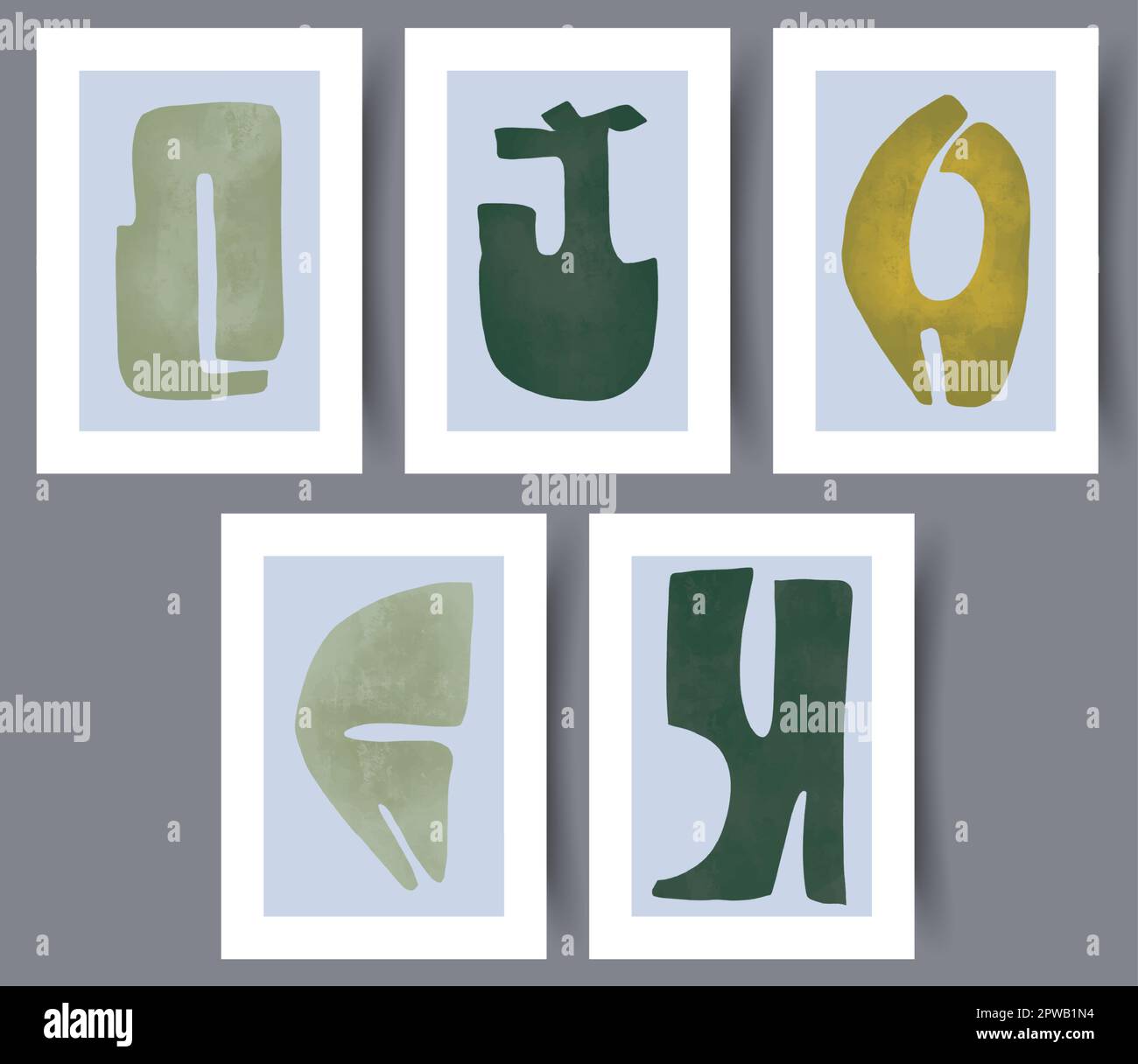 Abstract figures aesthetic shapes wall art print Stock Vector Image ...