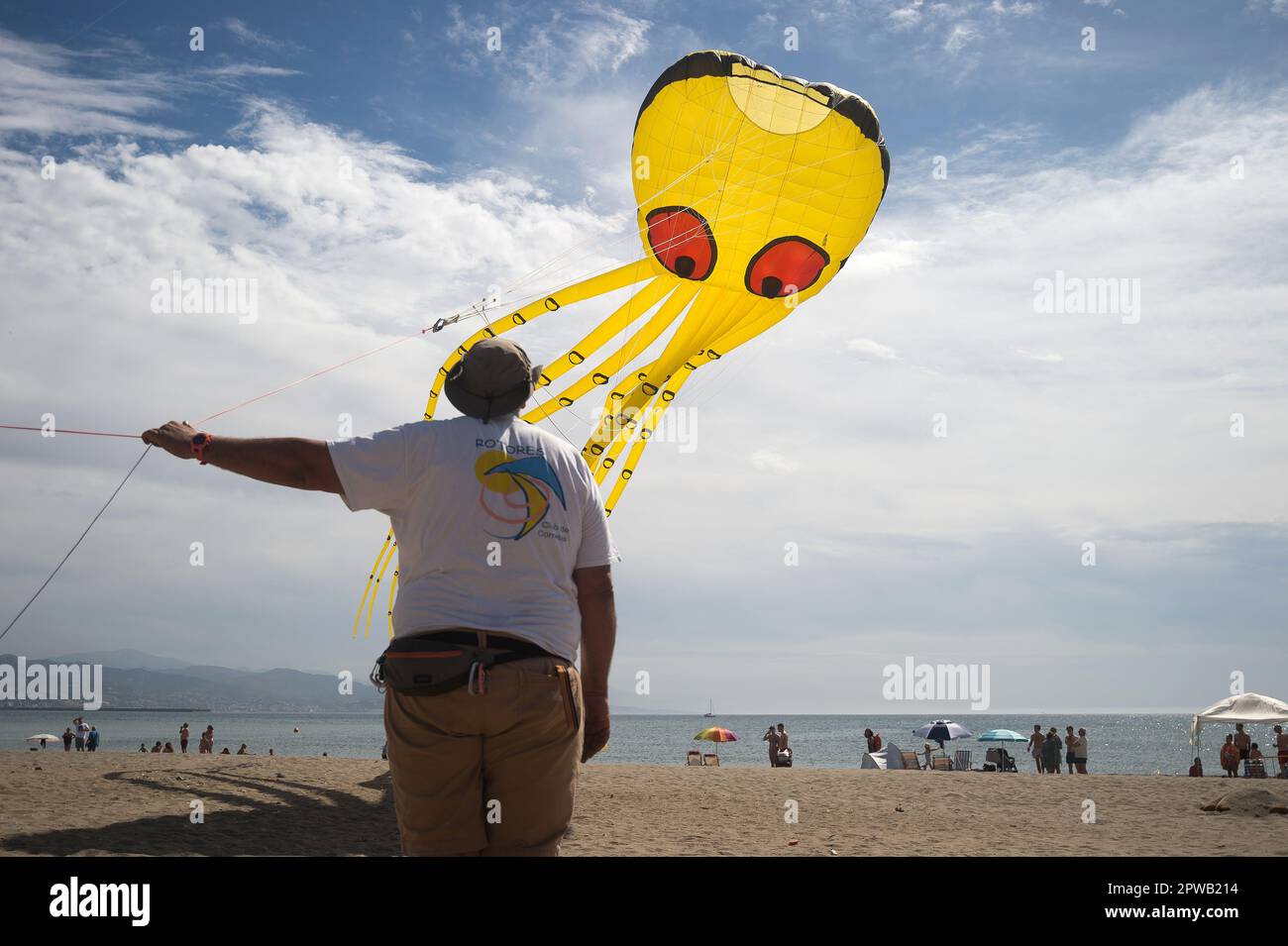 Malaga, Spain. 29th Apr, 2023. A pilot is seen watching a kite ...