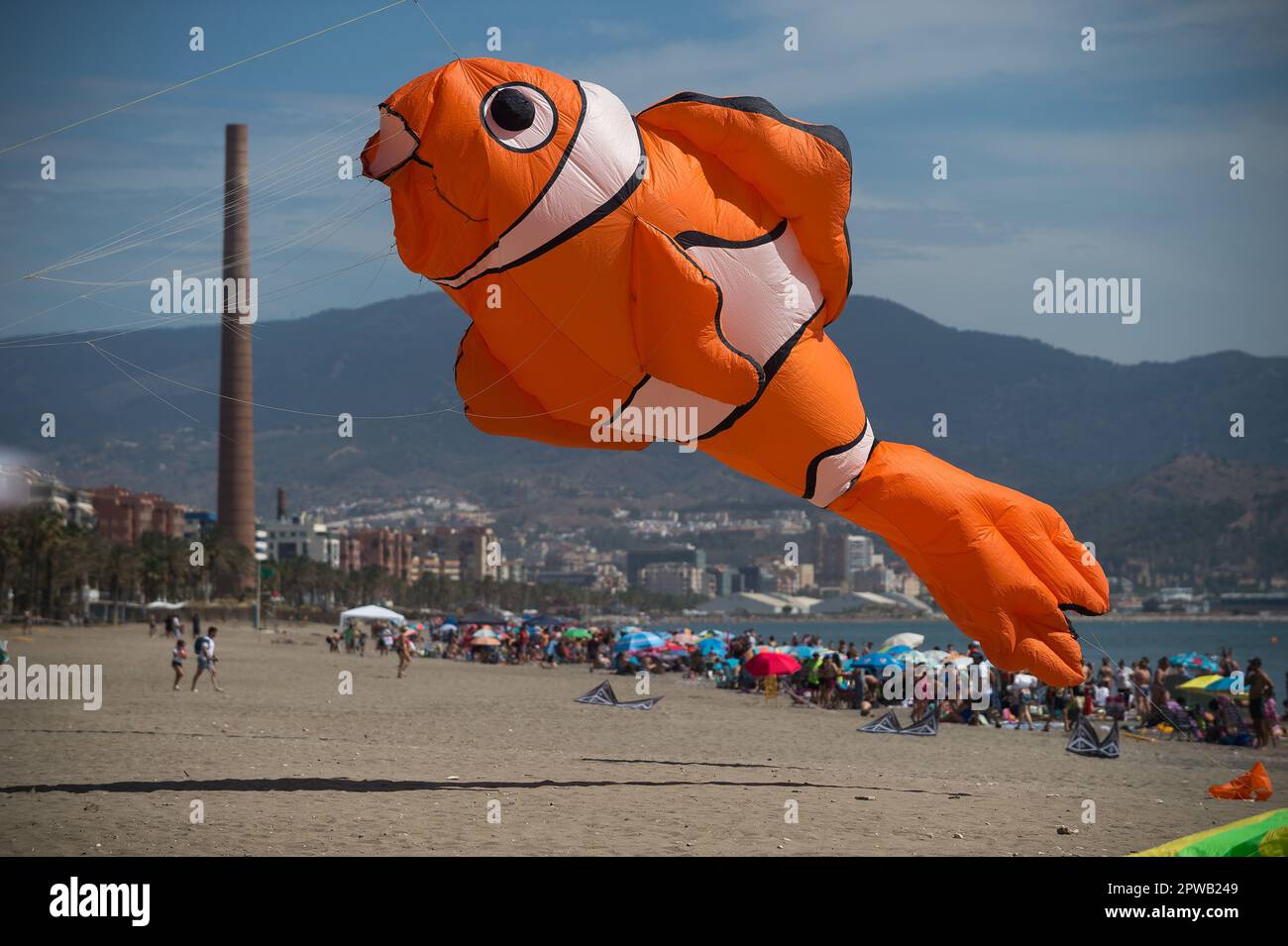 Malaga, Spain. 29th Apr, 2023. A kite depicting a clownfish is seen ...