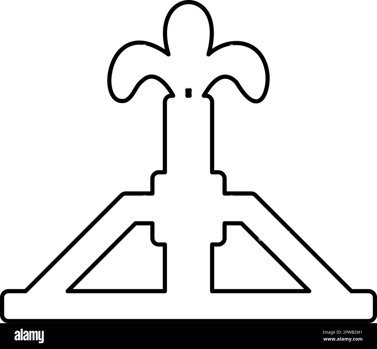 Oil derrick rig gusher contour outline line icon black color vector ...
