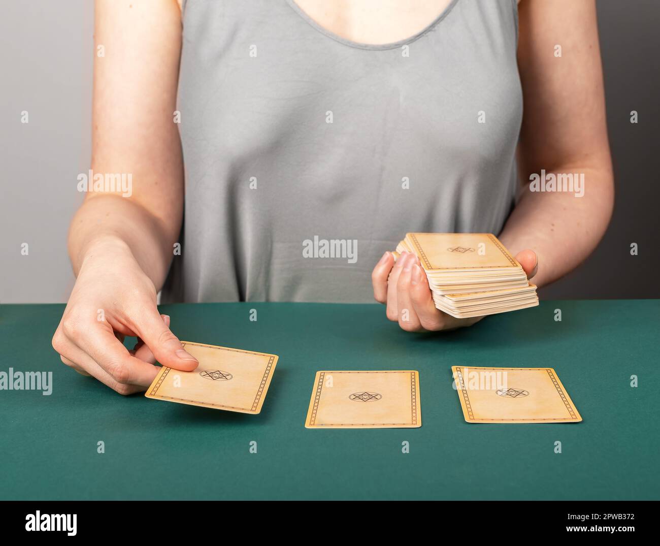 Lodz Poland April 15 2023 Tarot reader, fortune teller spreading three ...