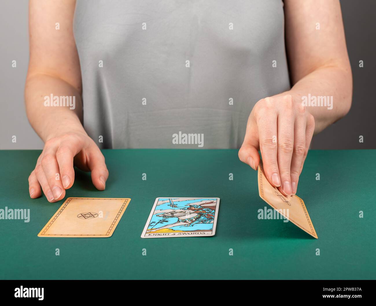 Lodz Poland April 15 2023 tarot reader, fortune teller with tarot cards ...