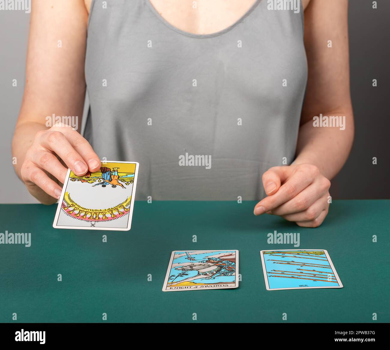 Lodz Poland April 15 2023 Tarot reader, fortune teller with taro cards ...