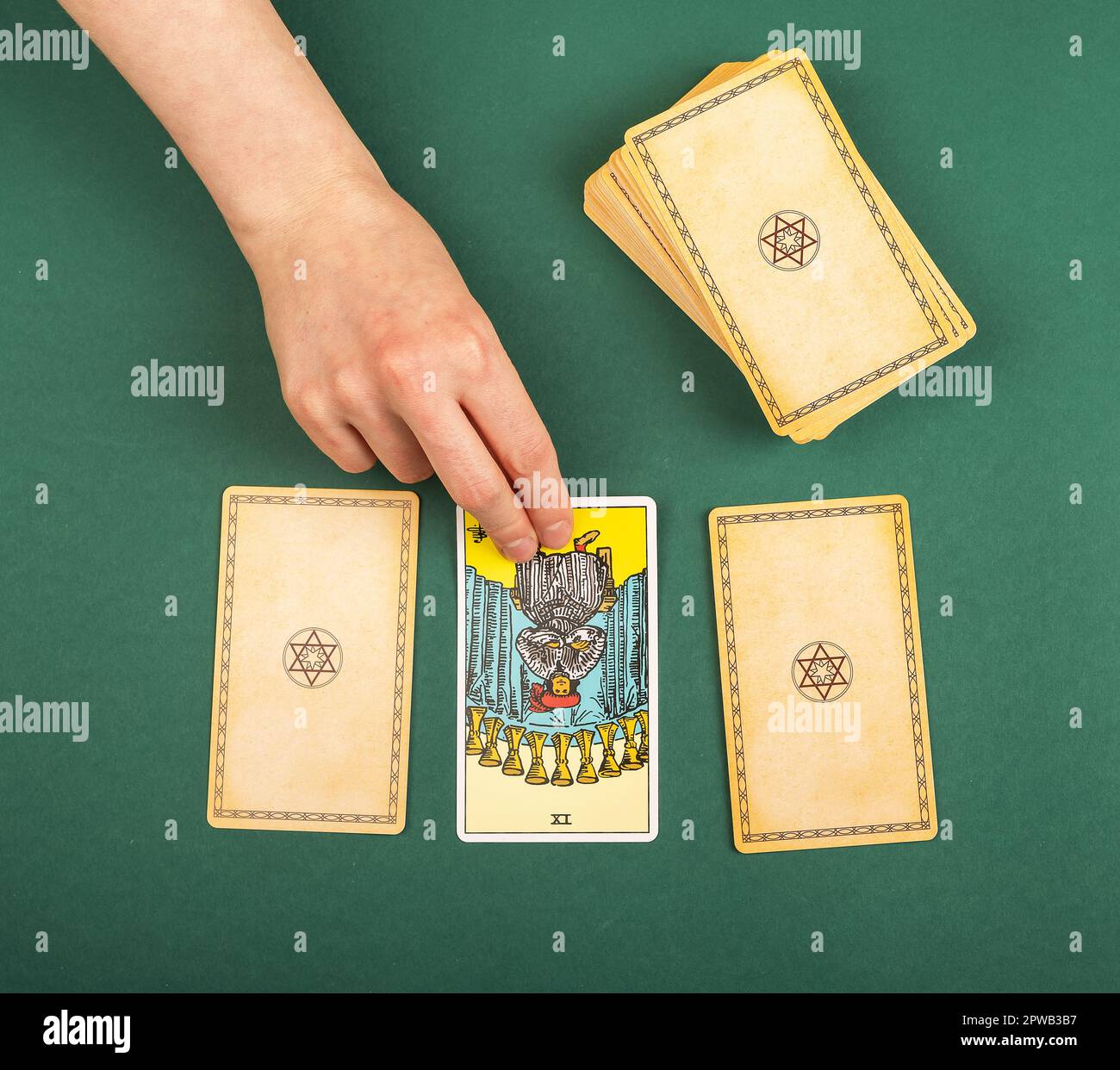 Lodz Poland April 15 2023 Three cards spread, tarot for past, present ...