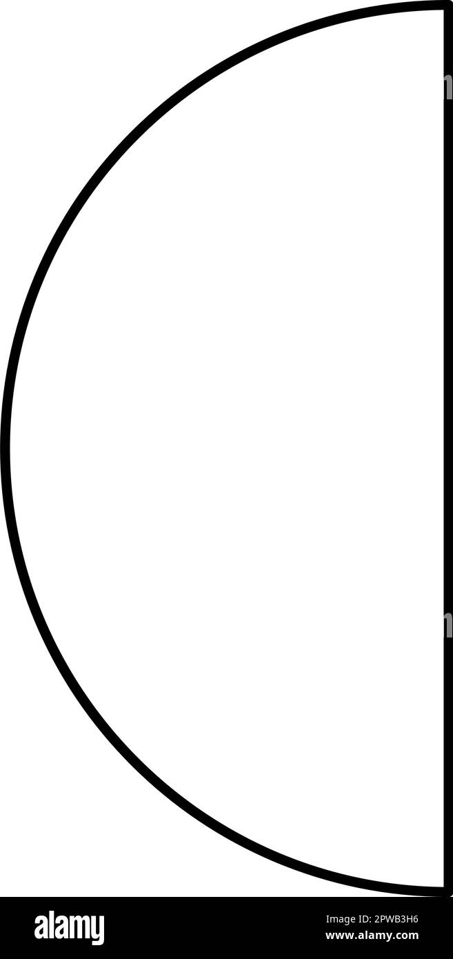 Part circle 1/2 2 two contour outline line icon black color vector ...